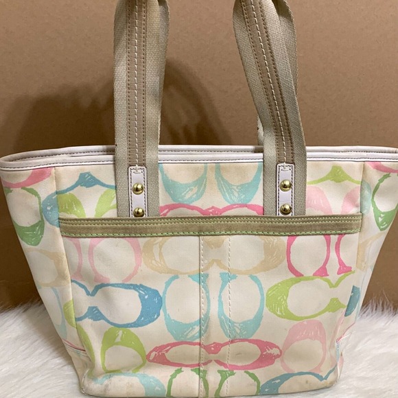 Coach | Bags | Coach Hampton Vintage Multicolor Pastel Scribble ...